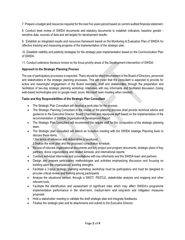 TOR FOR STRATEGIC PLAN